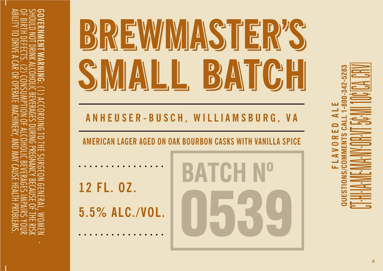 Anheuser-Busch Brewmaster’s Small Batch No. 0539 Bourbon Barrel-aged ...