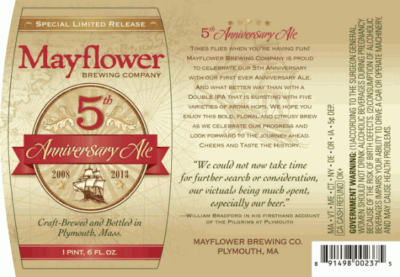 Mayflower 5th Anniversary Ale now available - BeerPulse