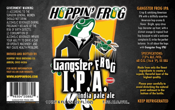 Hoppin’ Frog Gangster Frog IPA to be released at brewery on April 5th ...