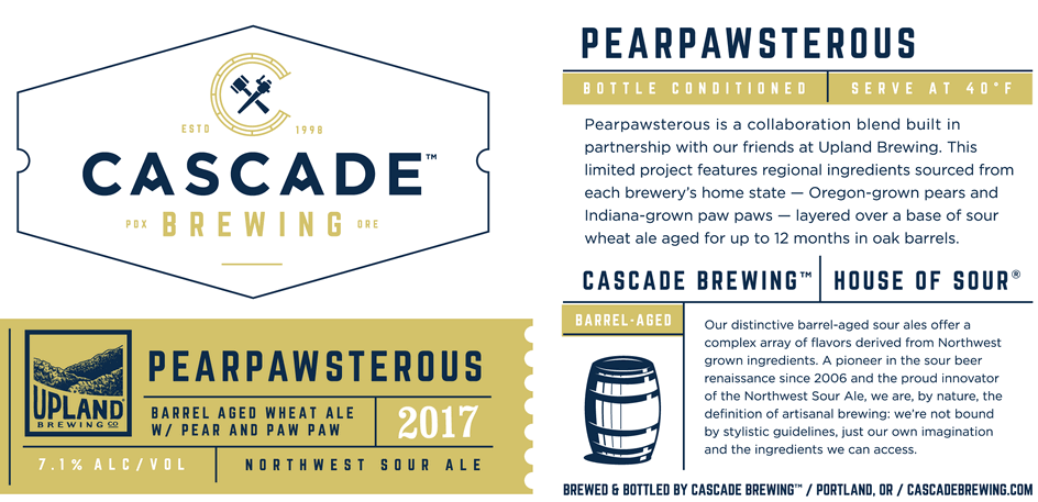 Pearpawsterous collaboration between Cascade Brewing, Upland Brewing ...